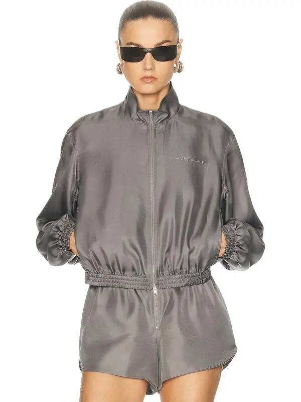 Alexander Wang Cropped Track Jacket - Steel Gray
