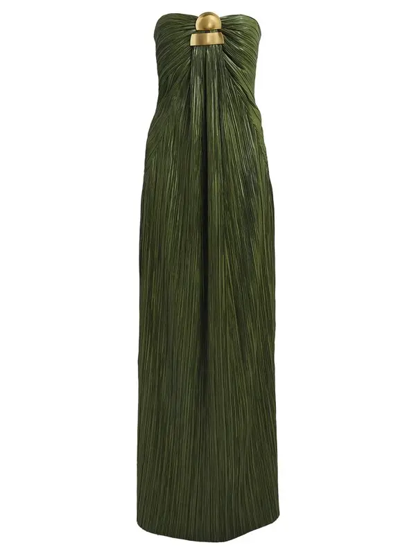 Cult Gaia Sequoia Plissé Gown - Green