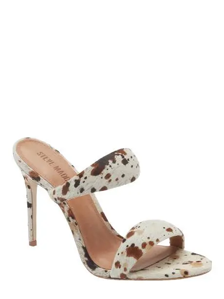 Steve Madden Saturn Calf Hair Slide Sandal - White/camel
