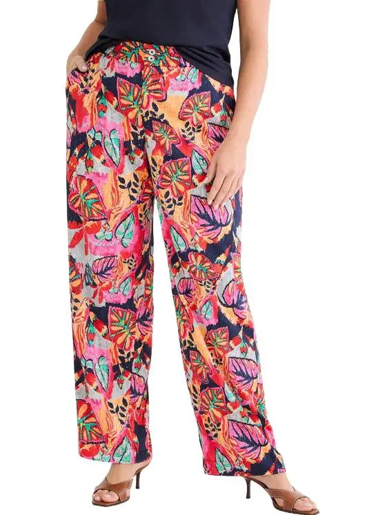 NIC+ZOE Kauai Garden Wide Leg Pants - Red Multi