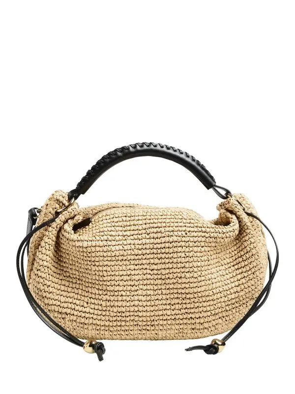 Madewell The Camren Gathered Shoulder Bag In Raffia - True Black Multi