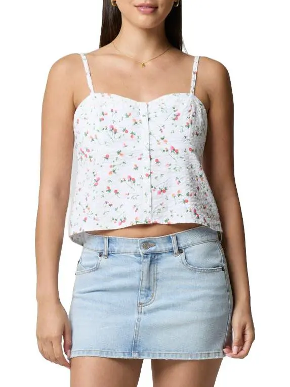 FLORENCE BY MILLS Lace Trim Gingham Crop Camisole - Strawberry