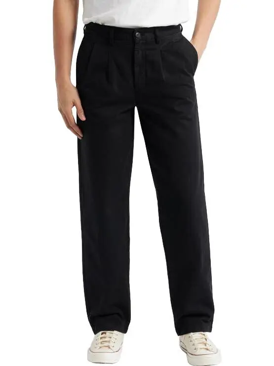 NOAH Twill Double Pleat Cotton Pants - Black