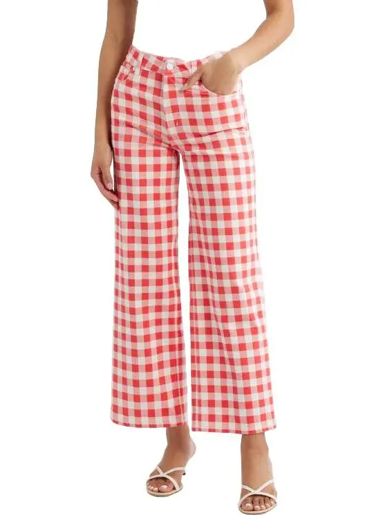 Rails Getty High-waist Wide-leg Jeans - Tomato Gingham