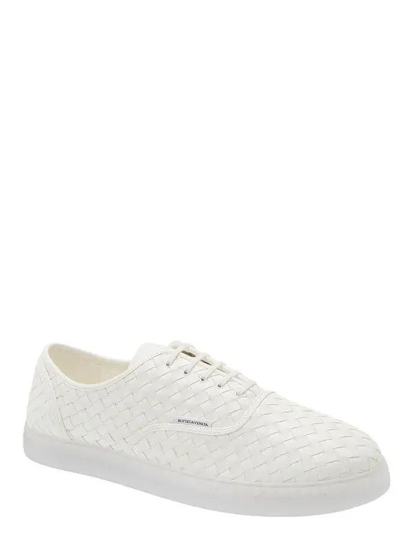 Bottega Veneta Intrecciato Leather Sneakers - 9117 Alabaster