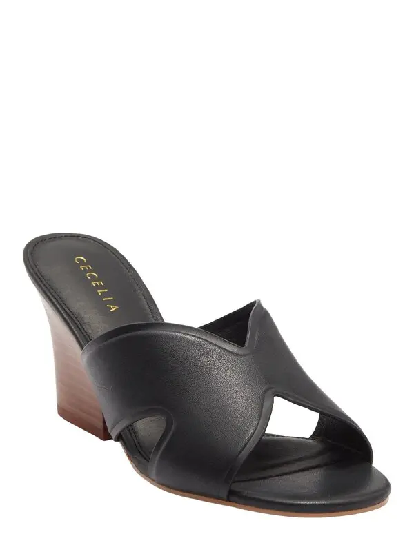 CECILIA NEW YORK Faye Wedge Slide Sandal - Black