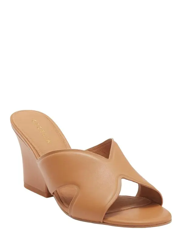 CECILIA NEW YORK Faye Wedge Slide Sandal - Tan