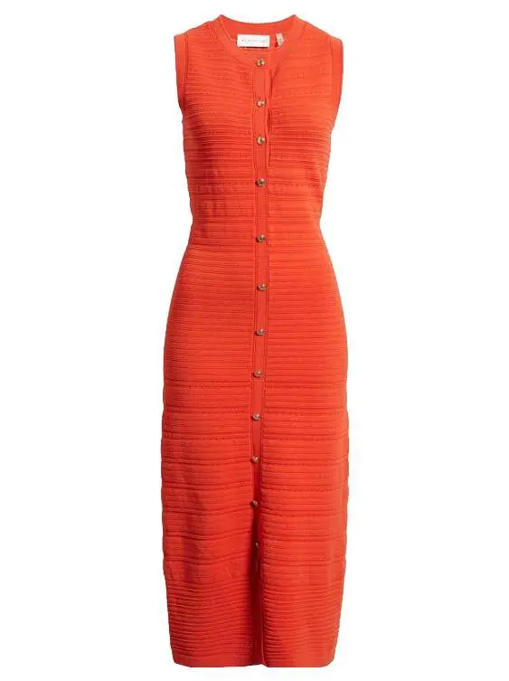 Elie Tahari Alessandra Sleeveless Knit Midi Dress - Orange Dream