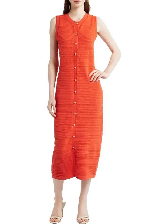 Elie Tahari Alessandra Sleeveless Knit Midi Dress - Orange Dream