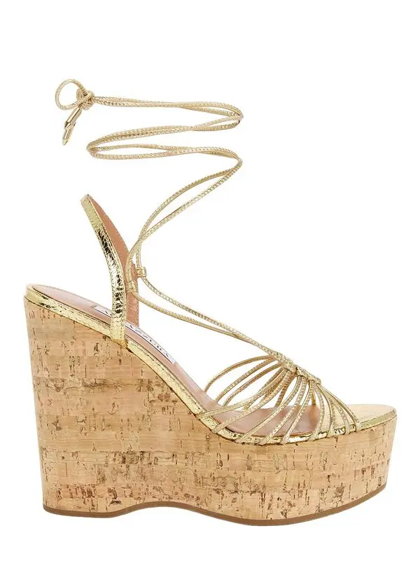 AQUAZZURA Ritmo 130 Wedge Sandal - Soft Gold