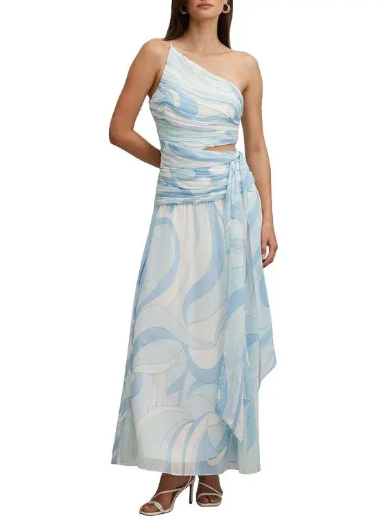 EVER NEW Ruched Asymmetric Maxi Dress - Mint Tavira
