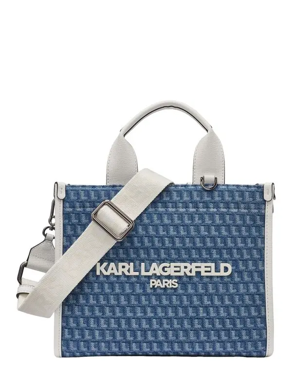 Karl Lagerfeld Paris Kristina Denim Jacquard Tote - Denim/white