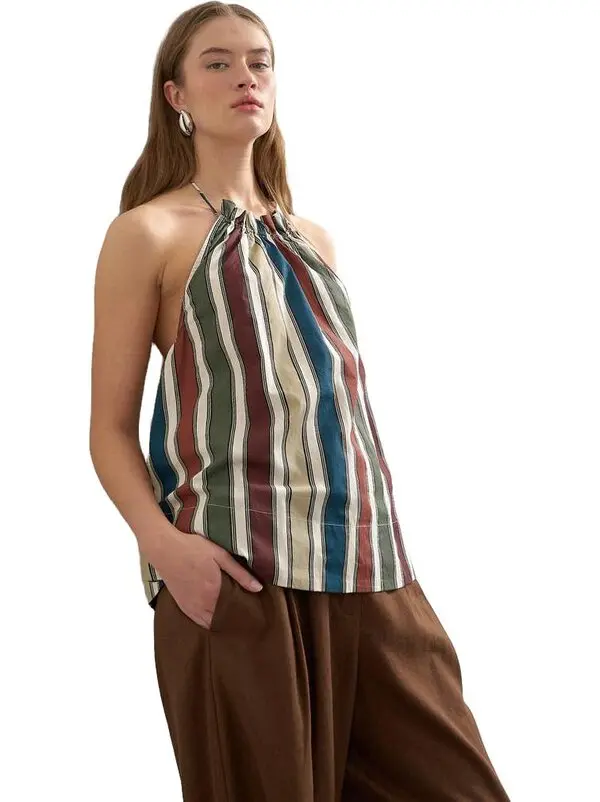 Topshop Striped Halter Top - Multi