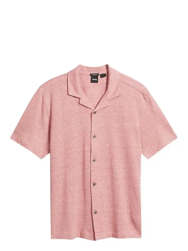 BOSS Powell Button Front Shirt - Medium Red