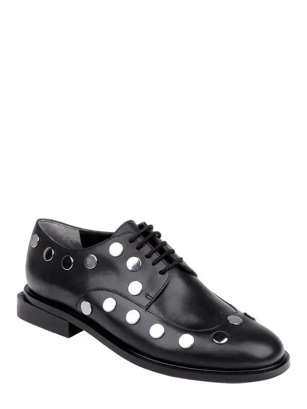 CLERAE Jive Studded Flat - Black Leather