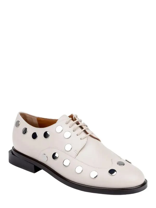 CLERAE Jive Studded Flat - Ivory Leather