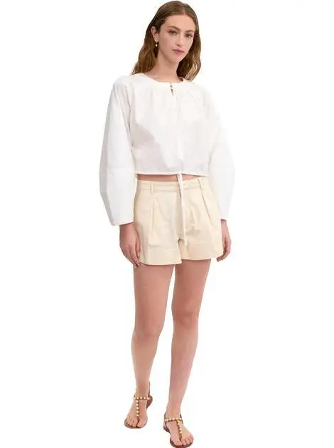 Rebecca Taylor Brielle Cropped Poplin Blouse - Ivory