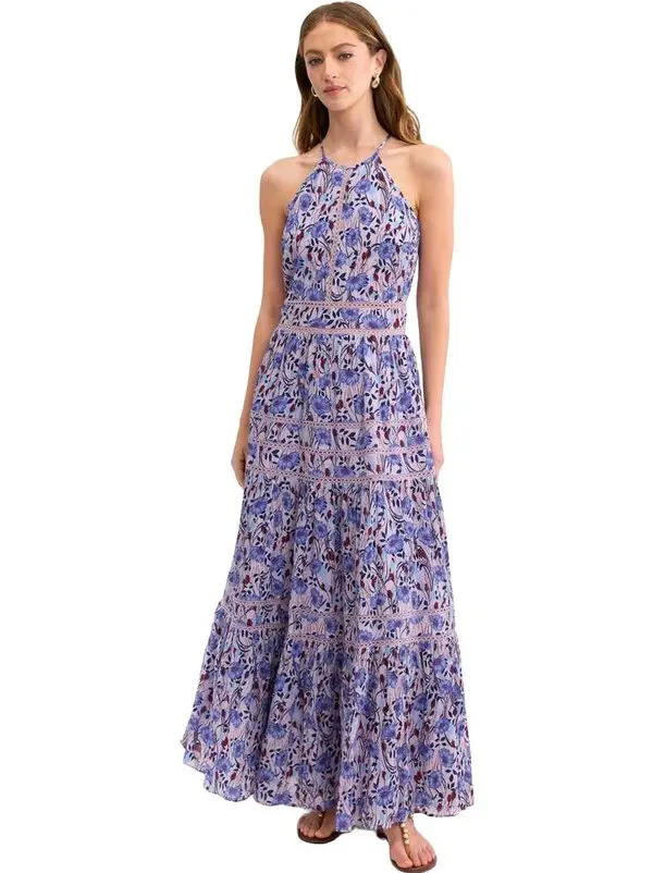 Rebecca Taylor Daphne Crinkle Maxi Dress - Iris Multi