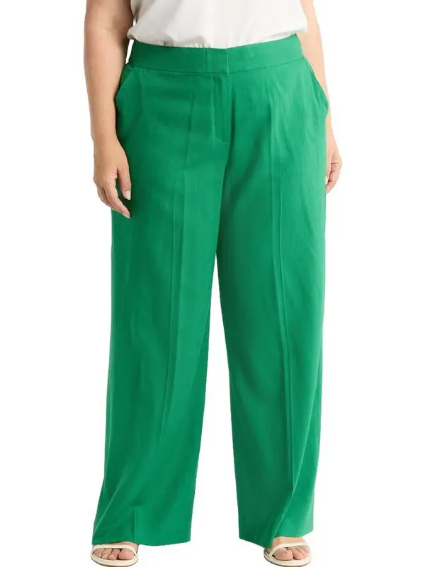 TAHARI ASL Wide Leg Pants - Parakeet Green