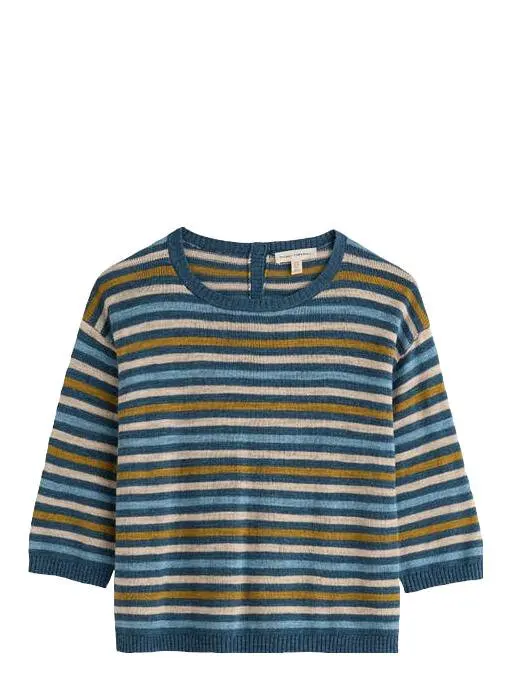 SEASALT CORNWALL Knavock Stripe Organic Cotton & Linen Sweater - Mini Cornish Dusk