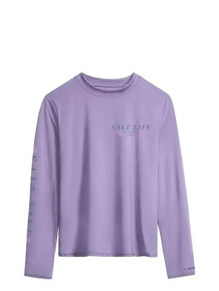 SALT LIFE Salty Marlin Badge Performance Long Sleeve Tee - Pale Lavender Heather