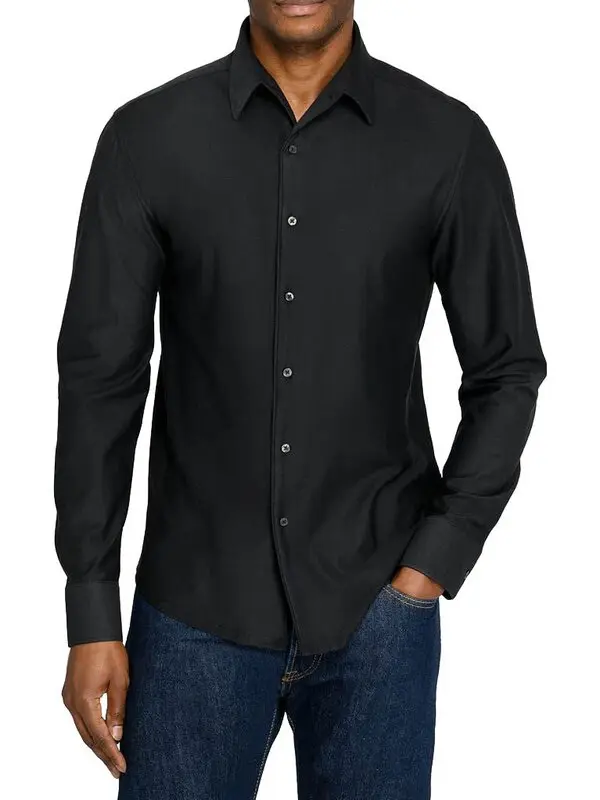 BROOKLYN BRIGADE Solid Mapleton Luxe Cross Dyed Long Sleeve Shirt - Black