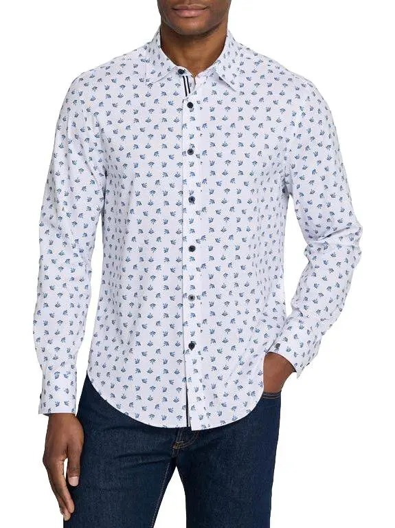 BROOKLYN BRIGADE Whyte Spring Long Sleeve Performance Shirt - White/blue