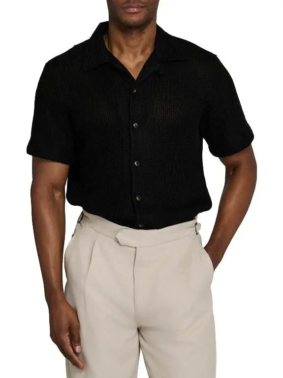 BROOKLYN BRIGADE Bedford Crochet Camp Shirt - Black