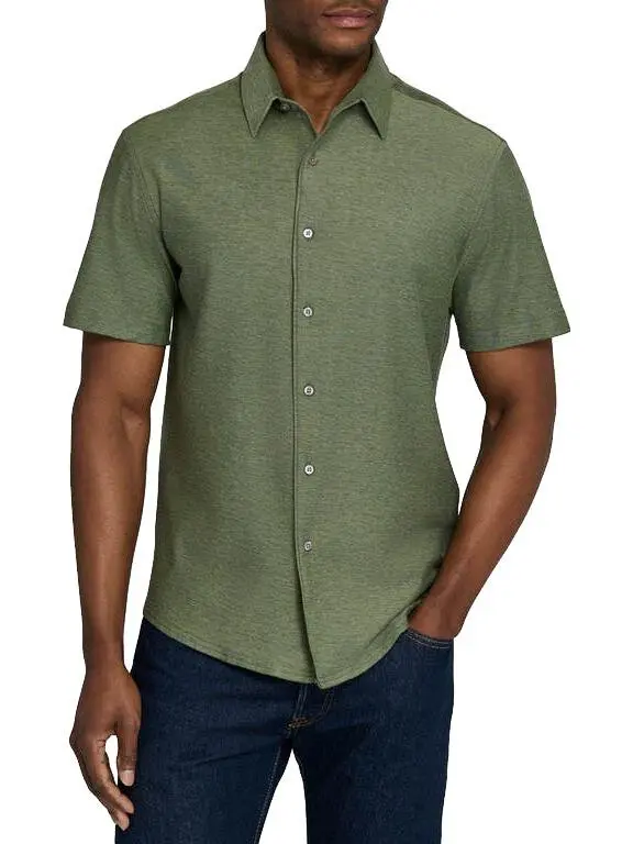 BROOKLYN BRIGADE Solid Mapleton Luxe Cross Dyed Short Sleeve Shirt - Olive