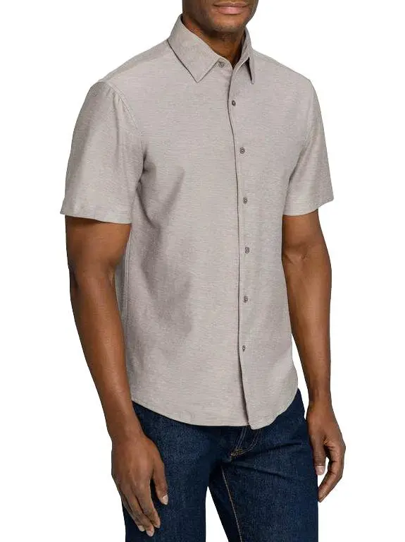 BROOKLYN BRIGADE Solid Mapleton Luxe Cross Dyed Short Sleeve Shirt - Tan