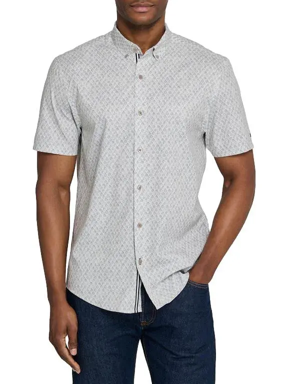 BROOKLYN BRIGADE Prospect Shell Short Sleeve Button Down Performance Shirt - Sage