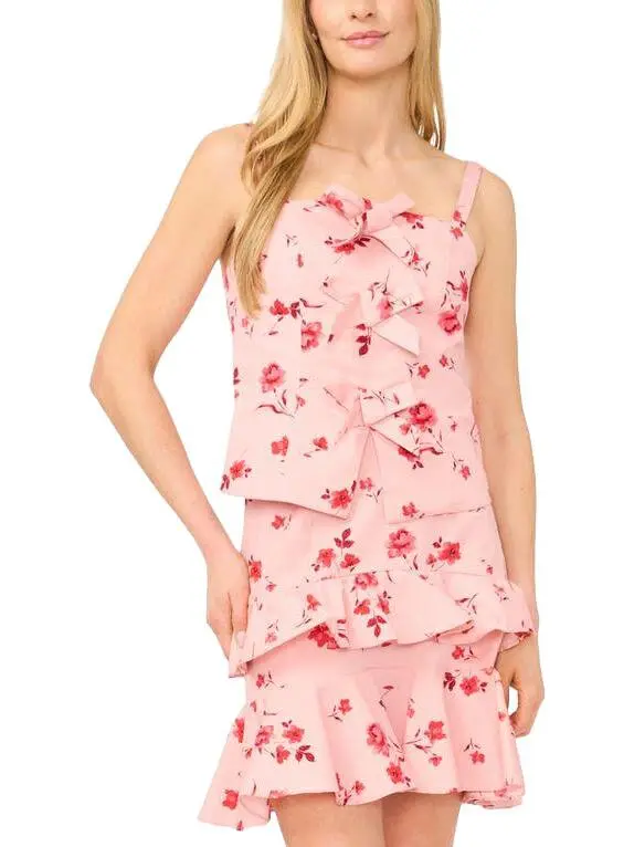 CECE DUPRAZ Bow Detail Square Neck Camisole - Coral Bloom