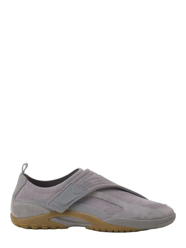 LANVIN Lnv1 Knit And Suede Sneakers - Light Grey/honey