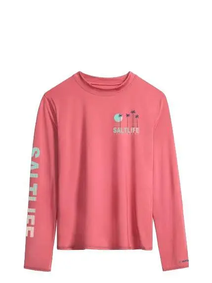SALT LIFE Palmline Performance Long Sleeve Tee - Flamingo Heather