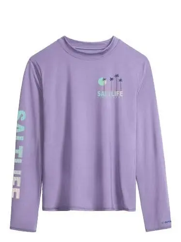 SALT LIFE Palmline Performance Long Sleeve Tee - Pale Lavender Heather