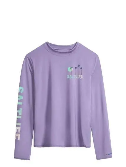 SALT LIFE Palmline Performance Long Sleeve Tee - Pale Lavender Heather