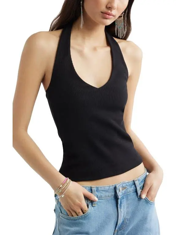 Bp. Deep V-neck Halter Top - Black
