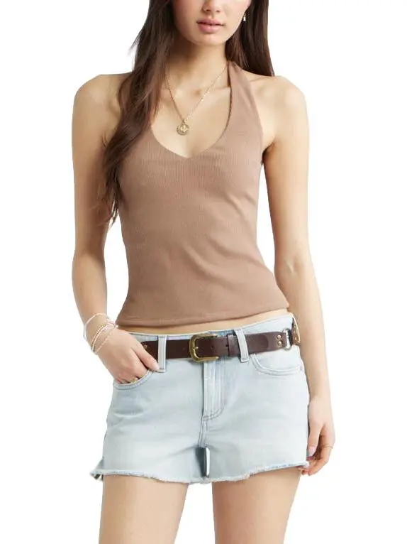 Bp. Deep V-neck Halter Top - Brown Fresco