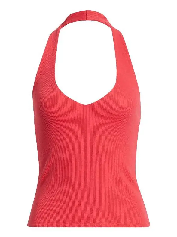 Bp. Deep V-neck Halter Top - Red Saucy