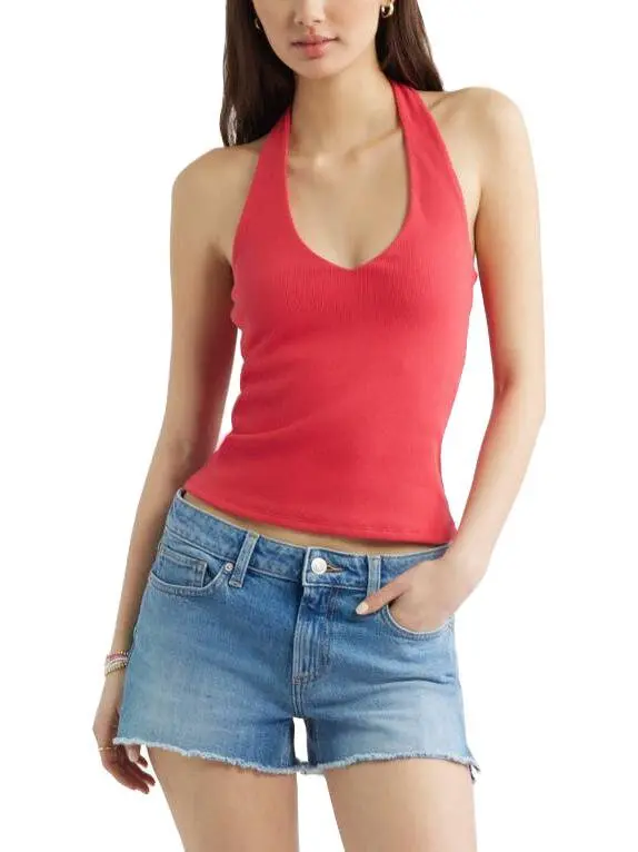 Bp. Deep V-neck Halter Top - Red Saucy
