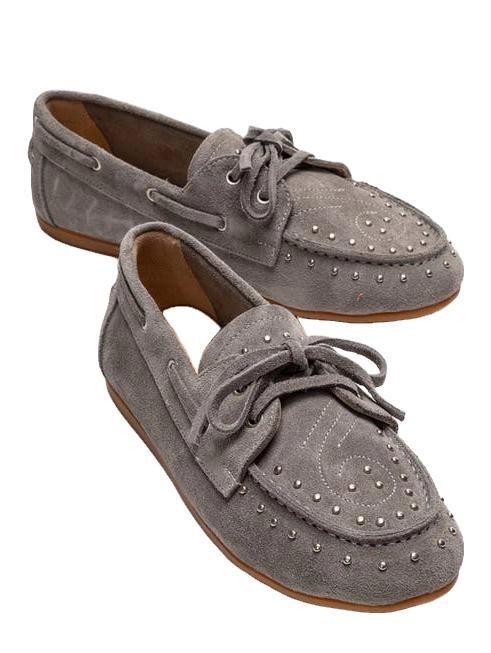 FOREVER & ALWAYS SHOES Cuesta Leather Lace Up Loafer - Grey Suede