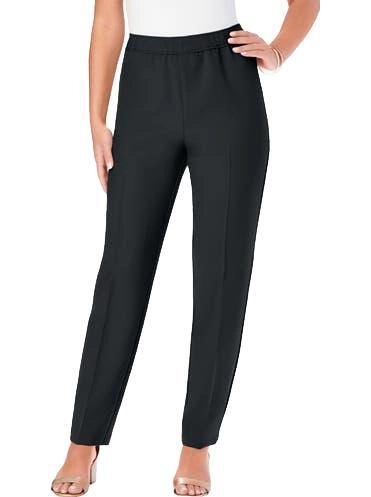 Roaman's Classic Structured Straight Leg Pull-on Pant - Black