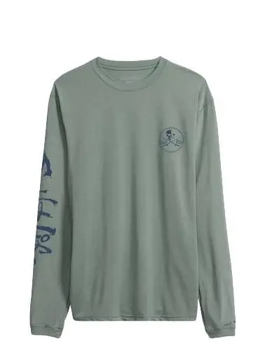 SALT LIFE Skull And Poles Long Sleeve Slx Performance Tee - Sagebrush Heather