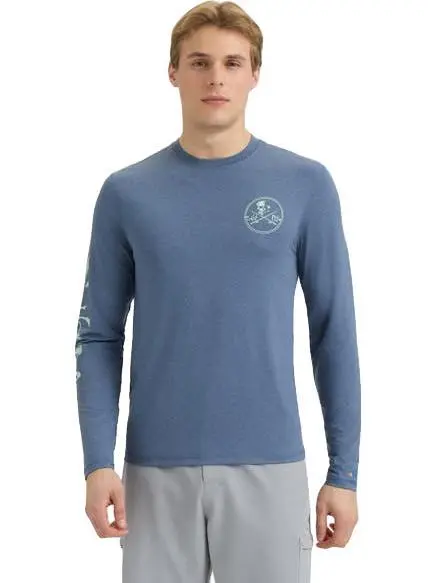 SALT LIFE Skull And Poles Long Sleeve Slx Performance Tee - Vintage Indigo Heather