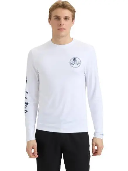 SALT LIFE Skull And Poles Long Sleeve Slx Performance Tee - White