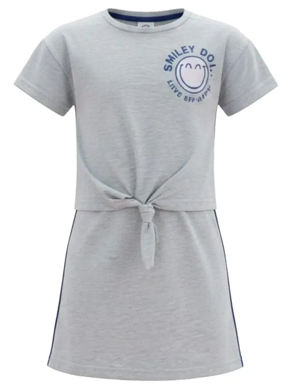 MIA BELLE GIRLS Athletic Club Tie-front Dress - Grey