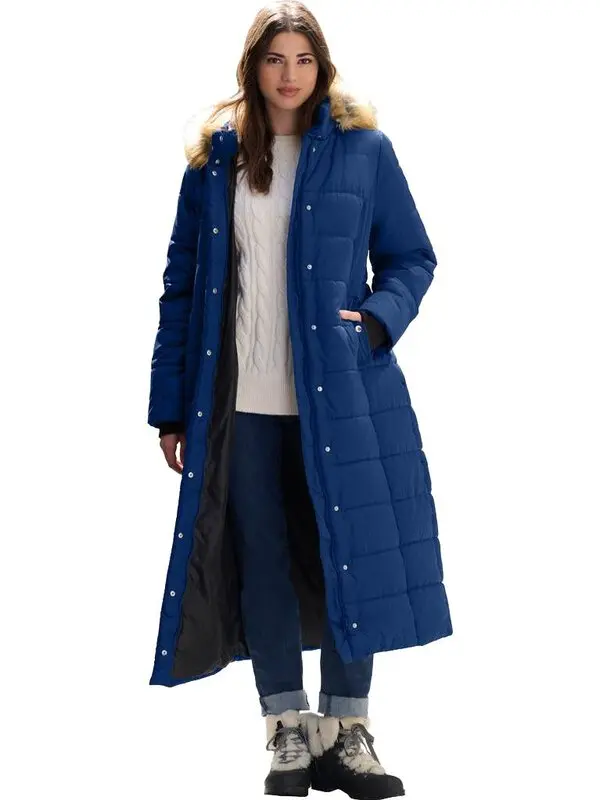 ROAMAN'S Maxi Length Puffer Coat - Evening Blue