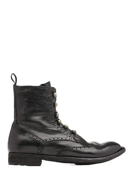 Officine Creative Lexikon 131 Leather Brogue Ankle Boots - Black