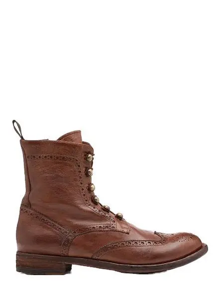 Officine Creative Lexikon 131 Leather Brogue Ankle Boots - Brown