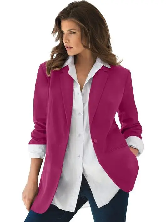 ROAMAN'S Relaxed Boyfriend Blazer - Berry Twist